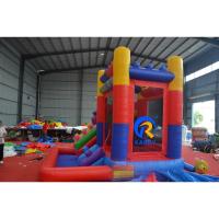China Crossover Building Block Castle Inflatable Bounce House with Slide 13 x 12 x 14.5 Feet for sale