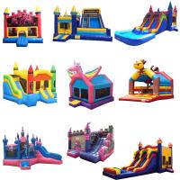 China Crossover Building Block Castle Inflatable Bounce House with Slide 13 x 12 x 14.5 Feet for sale
