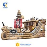 China Full Printed PVC Material Inflatable Pirate Ship Dry Slide for Child Interest and Sale for sale