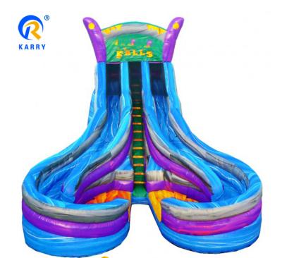 China Large Inflatable Bounce House with Slide Summer Hot Twin Falls Inflatable Water Slide for sale