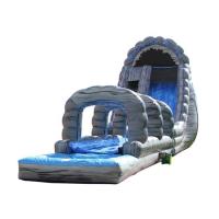 China Outdoor Occasion Grey Inflatable Water Slide with Three Arch Bouncing and Swimming Pool for sale