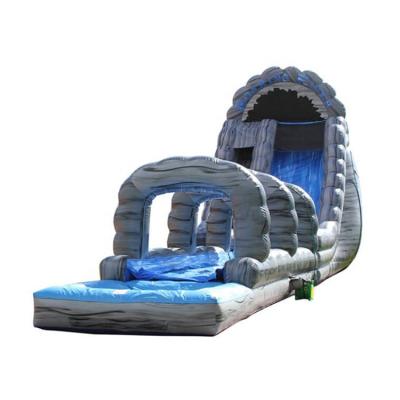 China Outdoor Occasion Grey Inflatable Water Slide with Three Arch Bouncing and Swimming Pool for sale