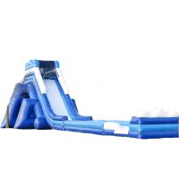 China Inflatable Dual Lane Wet and Dry Slide Adult  Long Blue Slide for Amusement Park for sale