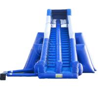 China Inflatable Dual Lane Wet and Dry Slide Adult  Long Blue Slide for Amusement Park for sale