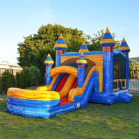 China Commercial Grade Inflatable Jumpy Bounce with Two Slides Wet Dry Blower Included Unisex for sale