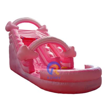China Portable Pure Pink Water Slide Inflatable with Pool Bounce House Jumping Bouncing Castle for sale