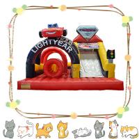 China Outdoor Inflatable Racing Car Slider Dry Slides Castle Bounce House for Children for sale