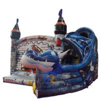 China Unisex Custom Colorful PVC Inflatable Bouncy Castle with Slide Big Tusk Dragon Design for sale