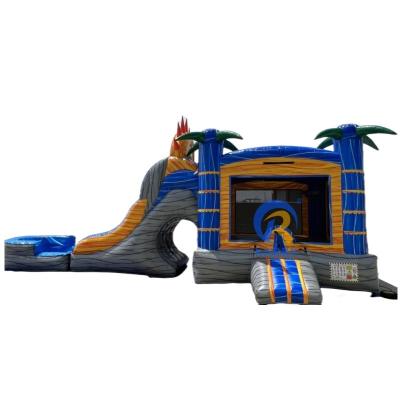 China Sea Shipping PVC Palm Tree Bouncy Castle Slide Combo Inflatable Bounce House with Slide for sale