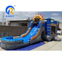 China Sea Shipping PVC Palm Tree Bouncy Castle Slide Combo Inflatable Bounce House with Slide for sale