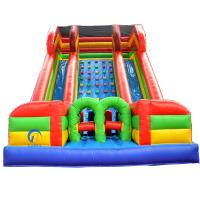 China Accord the actual weight Inflatable Water Slide with Pool Combo Obstacle Double-Lane for sale