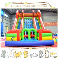 China Accord the actual weight Inflatable Water Slide with Pool Combo Obstacle Double-Lane for sale