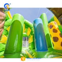 China Three Giraffe Slides Combo with Obstacle Air Bounce House Commercial Inflatable for sale