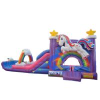 China Digital Printing Inflatable Rainbow Unicorn Bouncy House Slide Combo for Indoor Party for sale