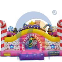 China Age Range 5-7 Years Inflatable Candy Bouncy Castle with Small Slide and Obstacle for sale