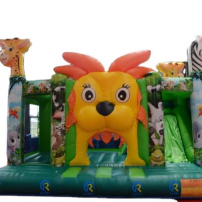 China Children's Amusement Park Trampoline with Internal Slide Customized Jungle Lion King for sale