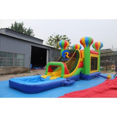 China Kids' PVC tarpaulin inflatable castle slide set with colorful balloons and bounce house for sale