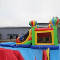 China Kids' PVC tarpaulin inflatable castle slide set with colorful balloons and bounce house for sale