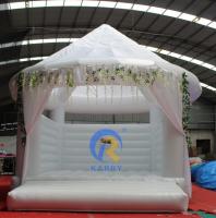 China Customized White Inflatable Wedding Trampoline Bouncy Bed 4*4m for Adult Party Jump for sale