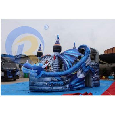 China Accessories Repair Kits Included in Trend 3D Blue Dragon Inflatable Castle with Slide for sale