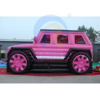 China Pink Inflatable Jeep Castle Slide Combination Bouncer SUV Jumping Castle with Blower for sale