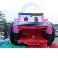 China Pink Inflatable Jeep Castle Slide Combination Bouncer SUV Jumping Castle with Blower for sale