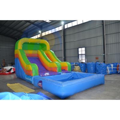 China Large Adult Size Commercial Water Slide Inflatable with Pool Max Capacity 100-500kg for sale