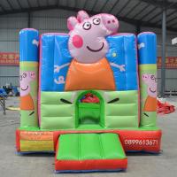 China Unisex Hot Pink Cartoon Pig Bouncy Castle with Slide and Customized Sea PVC Adventure for sale
