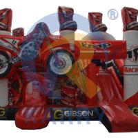 China Bouncy Red 3D Racing Castle Slide Combo with Inflatable Bouncer Castle and Logo Customized for sale