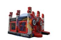 China Bouncy Red 3D Racing Castle Slide Combo with Inflatable Bouncer Castle and Logo Customized for sale