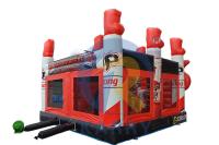 China Bouncy Red 3D Racing Castle Slide Combo with Inflatable Bouncer Castle and Logo Customized for sale