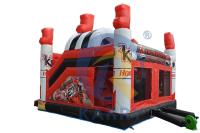 China Bouncy Red 3D Racing Castle Slide Combo with Inflatable Bouncer Castle and Logo Customized for sale