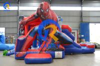 China EN71/EN14960/CE Certified Spiderman Inflatable Bounce House with Water Slide and Pool for sale