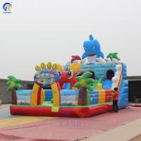 China Happy Water World Inflatable Bouncy Castle with Dry Slide and Sea Bouncer for sale