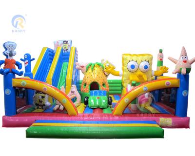 China Inflatable Water Amusement Park Cartoon Sponge Fun City with Slide and Jumping Castle for sale