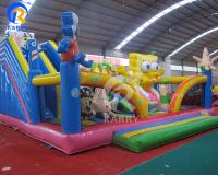 China Inflatable Water Amusement Park Cartoon Sponge Fun City with Slide and Jumping Castle for sale