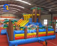 China Amusement Park Playing Equipment Dinosaur Theme Inflatable Fun City Castle Slide Combo for sale