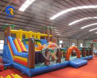 China Amusement Park Playing Equipment Dinosaur Theme Inflatable Fun City Castle Slide Combo for sale