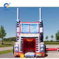 China OEM Acceptable Inflatable Big Red Truck Castle Slide Combo for Kids With Blower and Slide for sale
