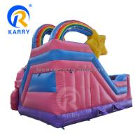 China Outdoor Commercial Kid Obstacle Toboggan Inflatable Jump House Unicorn Rainbow Theme for sale