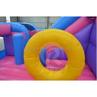 China Outdoor Commercial Kid Obstacle Toboggan Inflatable Jump House Unicorn Rainbow Theme for sale