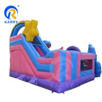 China Outdoor Fun Commercial 0.55mm PVC Rainbow Unicorn Inflatable Bouncer with Wet Dry Slide for sale