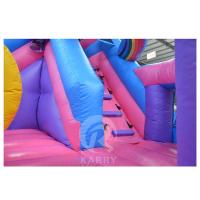 China Outdoor Fun Commercial 0.55mm PVC Rainbow Unicorn Inflatable Bouncer with Wet Dry Slide for sale