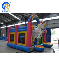 China Custom Unicorn Theme Inflatable Castle Bounce House with Slide Fun Playground Bouncer for sale