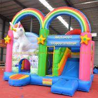 China Unisex Rainbow Unicorn Bouncer Castle with Slide Commercial Kids Playhouse Inflatable for sale