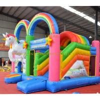 China Unisex Rainbow Unicorn Bouncer Castle with Slide Commercial Kids Playhouse Inflatable for sale