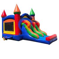 China Gender-Neutral PVC Adults Commercial Inflatable Bouncer Combo with Dual Lane Water Slide for sale