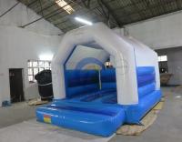 China White and Blue Commercial Jumping Castle Inflatable Bounce House for Unisex Playground for sale