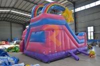 China Rainbow Double Unicorn Air Trampoline Inflatable Castle Slide Combo H14ft for Party Events for sale