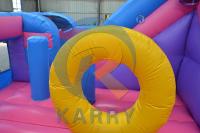 China Rainbow Double Unicorn Air Trampoline Inflatable Castle Slide Combo H14ft for Party Events for sale